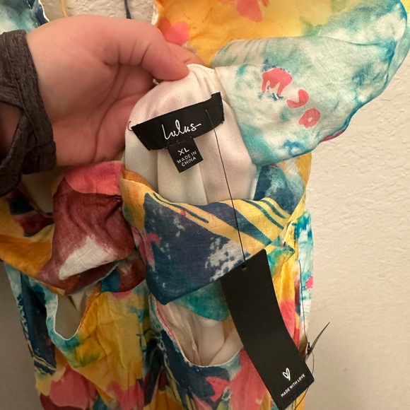 Lulus | Dresses | Stunning One Multi Abstract Print Drawstring Halter ...